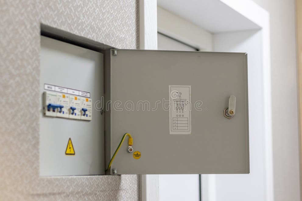 Open Electrical Switchboard in the Apartment. Utilities Stock ...