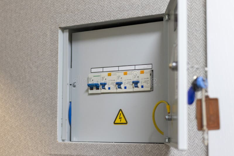 Open Electrical Switchboard in the Apartment. Utilities Stock ...