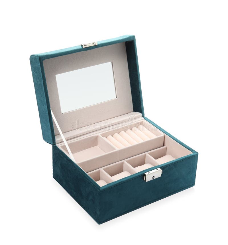 Open Elegant Jewelry Box Isolated on White Stock Image - Image of ...