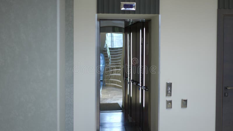 Open Elevator with No People Indoor in Lobby Hall. Nobody in Empty Lift ...