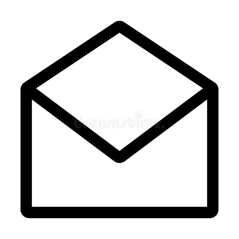 Open Mail Icon Line Isolated on White Background. Black Flat Thin Icon ...