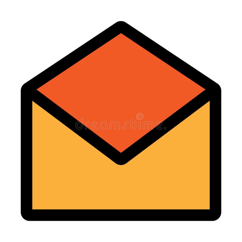 Open Mail Icon Line Isolated on White Background. Black Flat Thin Icon ...