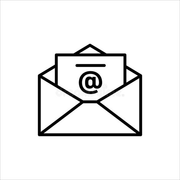 Open Email Icon Outline Flat Icon Stock Vector - Illustration of ...