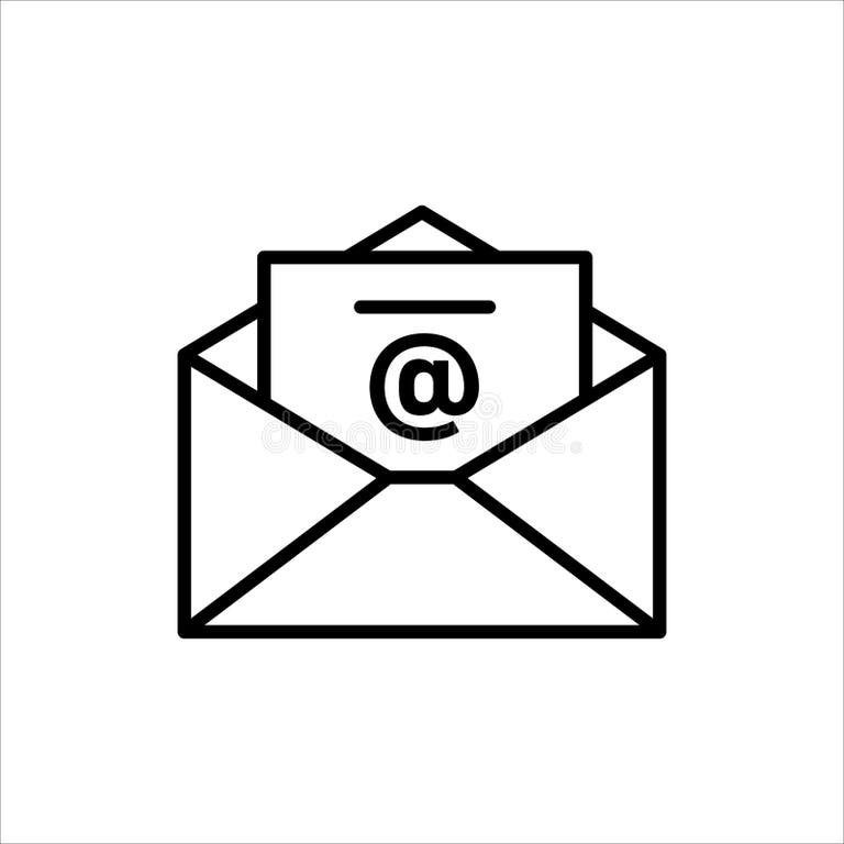 Open Email Icon Outline Flat Icon Stock Vector - Illustration of ...