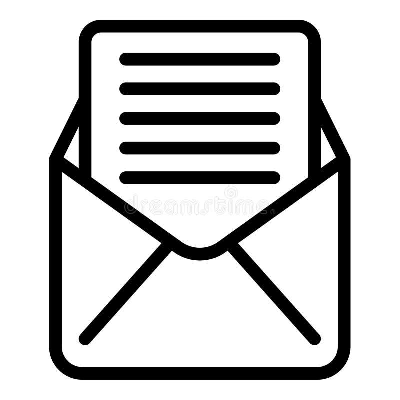 Open Email Icon, Outline Style Stock Vector - Illustration of line ...