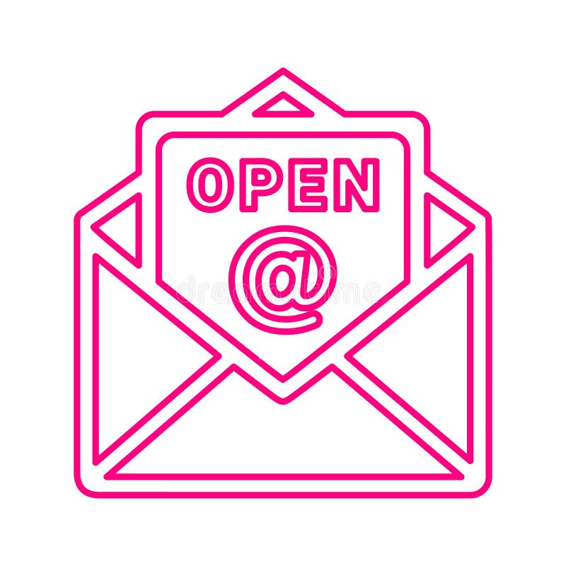 Open Email Line Icon. Outline Vector Stock Illustration - Illustration ...