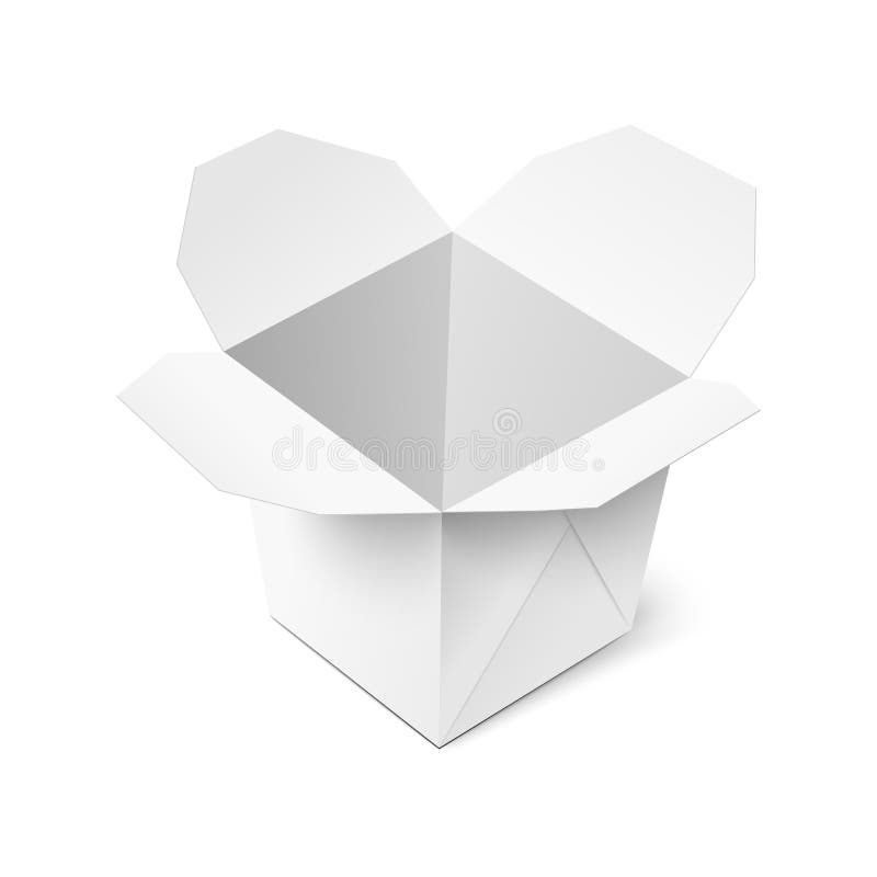 Open Empty Blank Takeaway White Food Box Realistic Vector Illustration ...