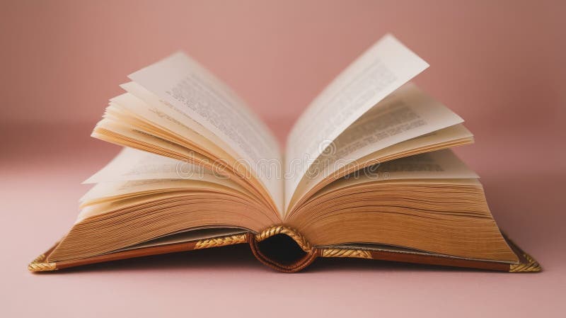 An Open Empty Book Resting on a Soft Pink Background, Perfect for ...