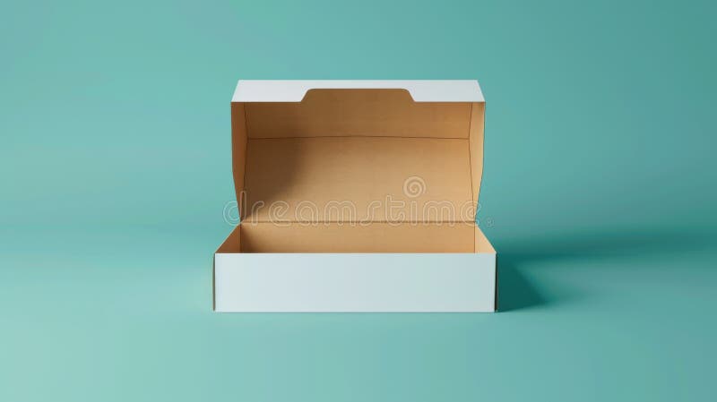 Open Empty Box on a Teal Background, Showcasing Packaging Design Stock ...