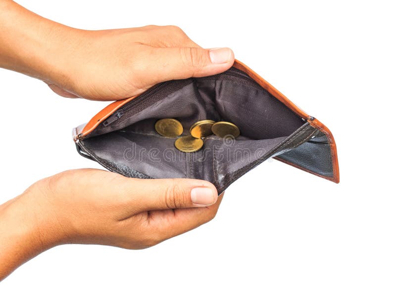 Open Empty Brown Leather Wallet , No Money in Pocket. Stock Photo ...