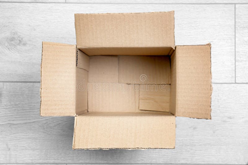 Open Empty Cardboard Box on Floor Stock Image - Image of container ...
