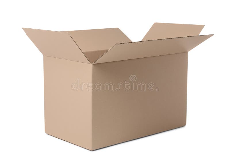 Open Empty Cardboard Box Isolated on White Stock Image - Image of color ...