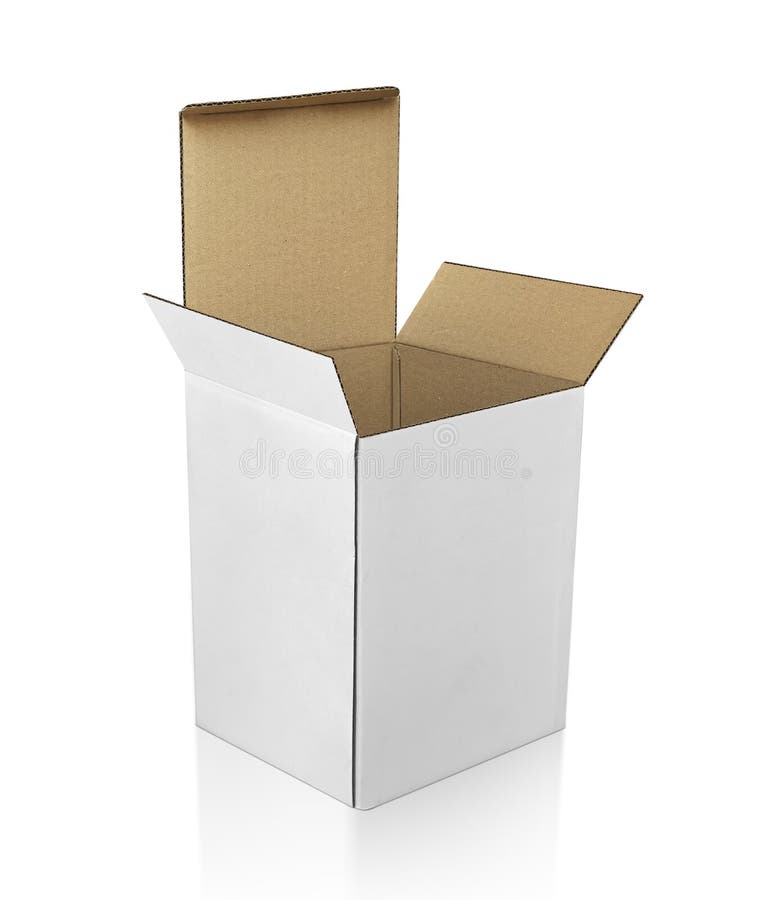 Open Empty Cardboard Box Isolated on White Background. Stock Image ...