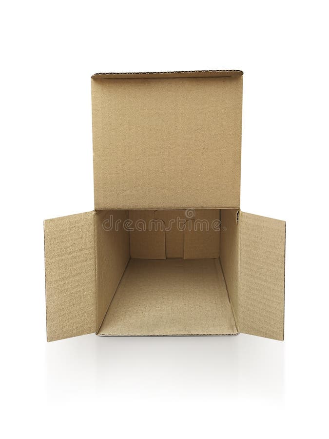 Open Empty Cardboard Box Isolated on White Background. Stock Image ...
