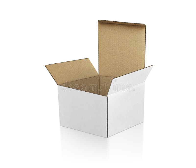 Open Empty Cardboard Box Isolated on White Background Stock Image ...
