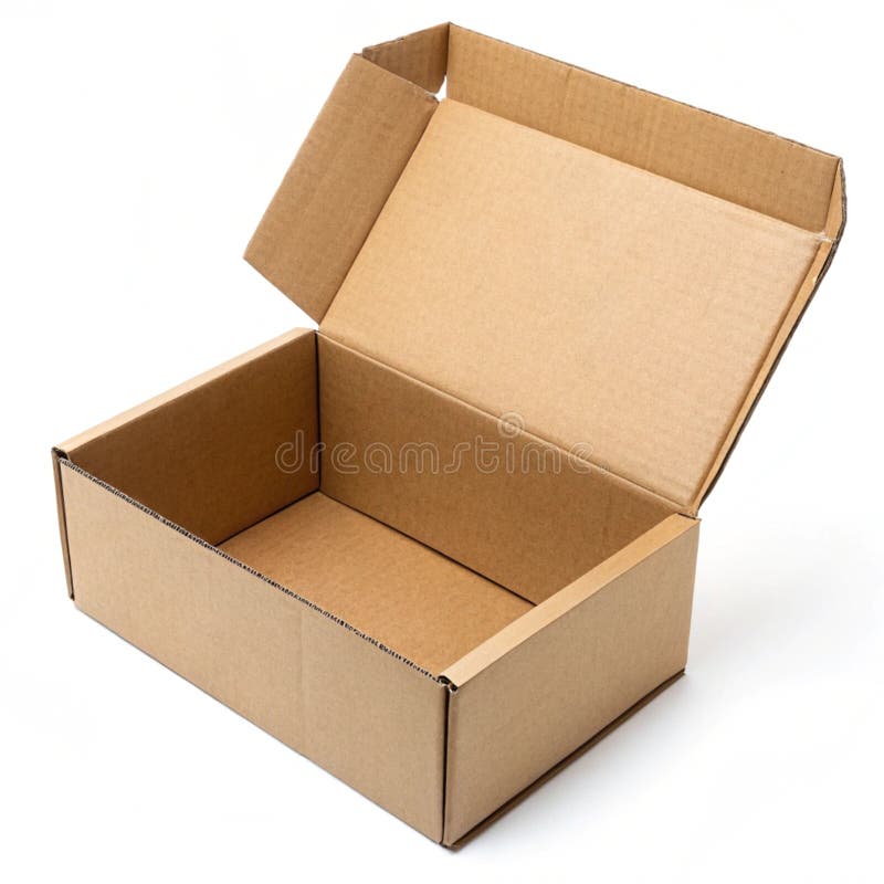 Open Empty Cardboard Box Isolated on White Background Stock ...