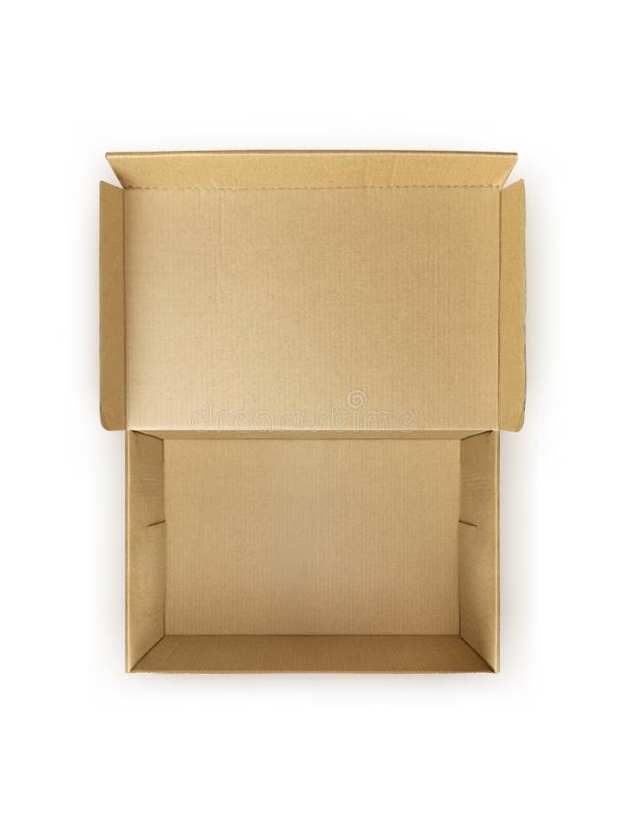 Open Empty Cardboard Box Isolated on White Background Stock Image ...