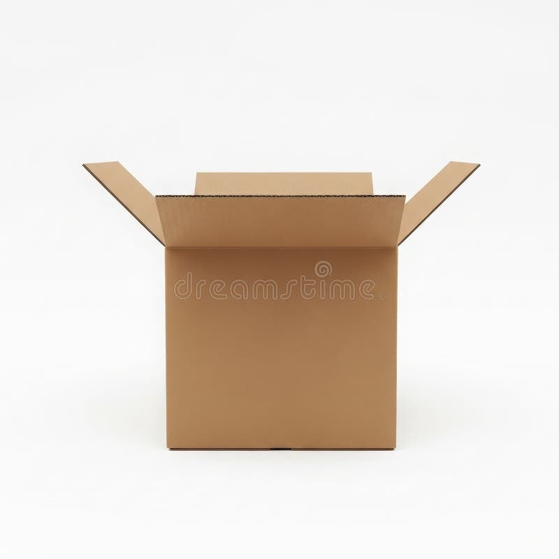 Open Empty Cardboard Box Isolated on White, Ready for Shipping Stock ...