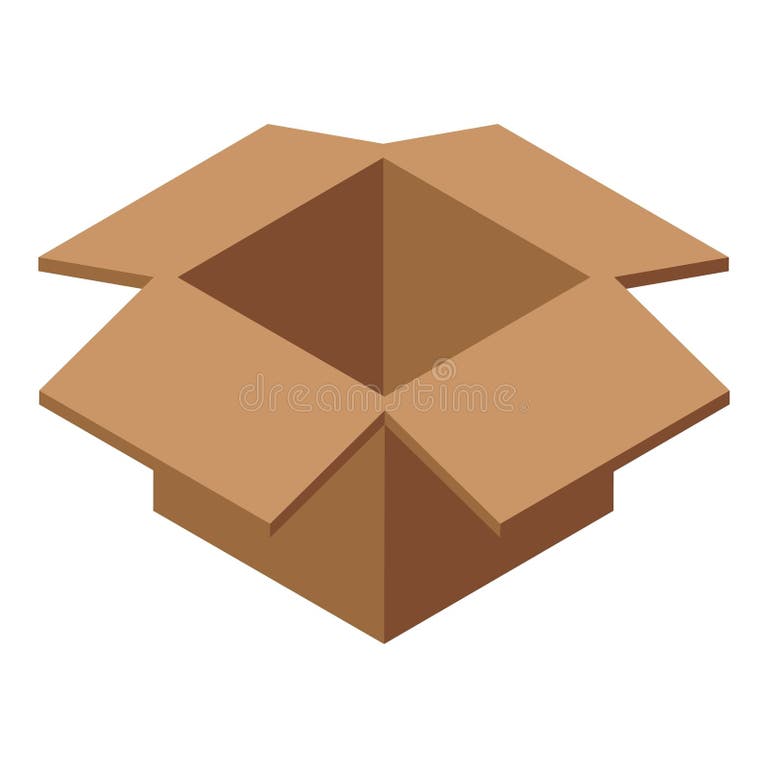 Open Empty Cardboard Box Isometric View Stock Illustration ...