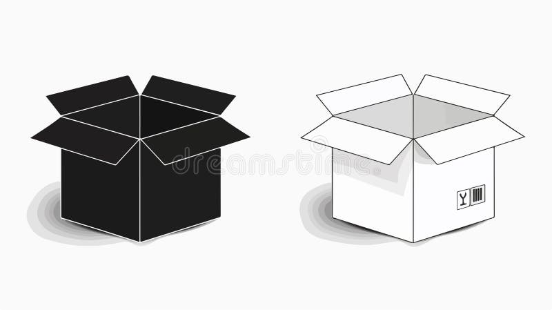 Open Empty Cardboard Box for Packaging Line Art Stock Illustration ...