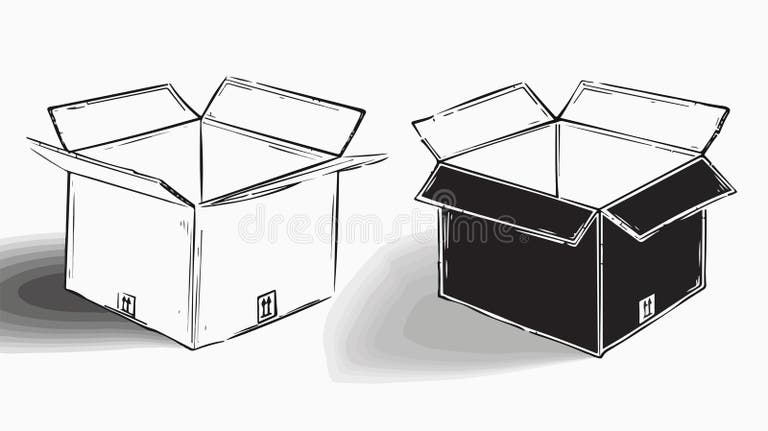 Open Empty Cardboard Box for Packaging Line Art Stock Vector ...
