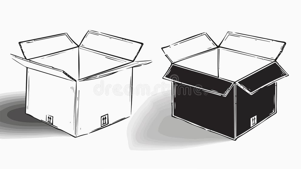 Open Empty Cardboard Box for Packaging Line Art Stock Vector ...