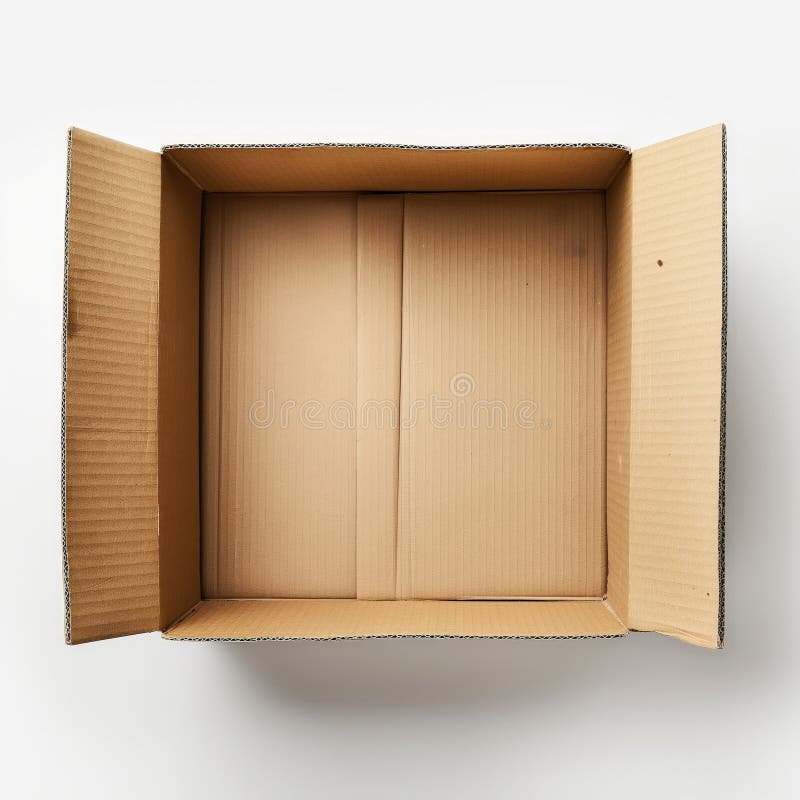 Open Empty Cardboard Box Isolated on White Stock Photo - Image of ...