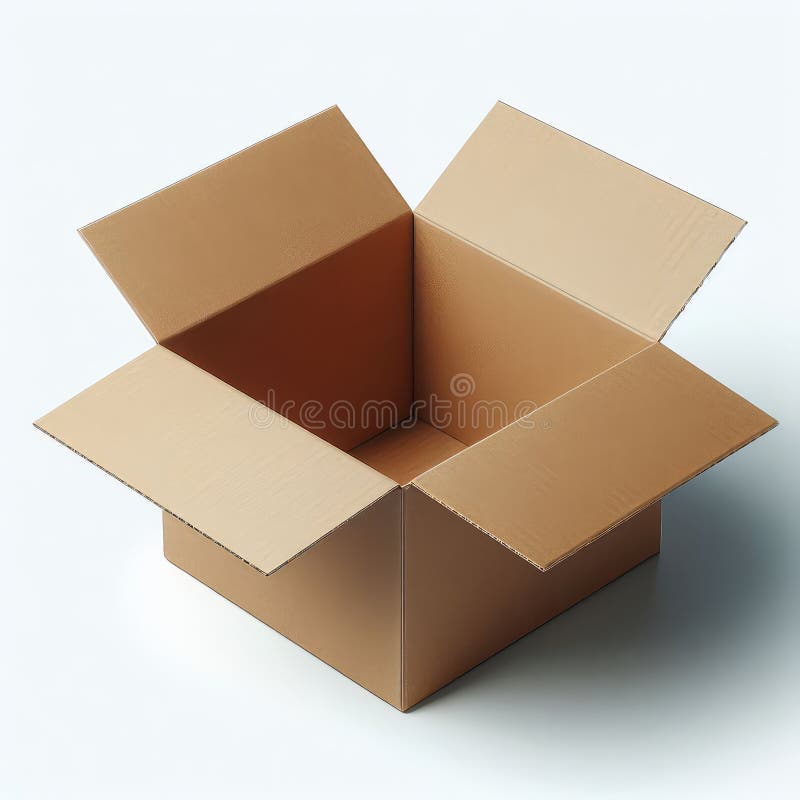 Open Empty Cardboard Box on White Background Stock Illustration ...