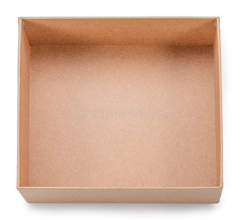 Open Empty Cardboard Gift Box Isolated on White Background, Top View ...