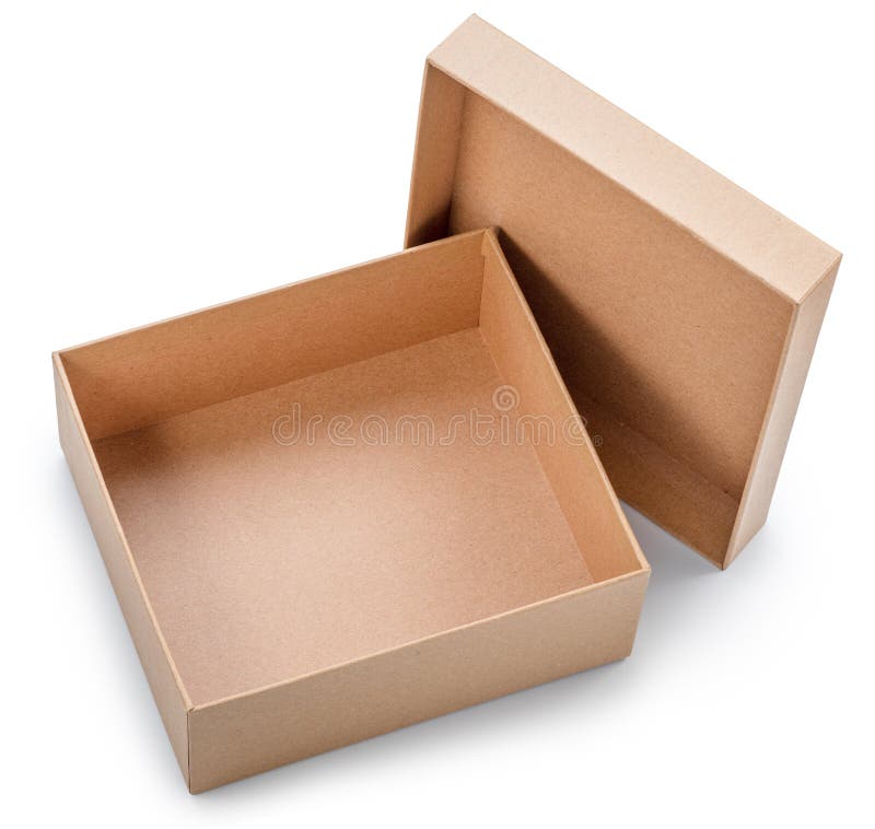 Open Empty Cardboard Gift Box Lid Near Isolated White Background File ...