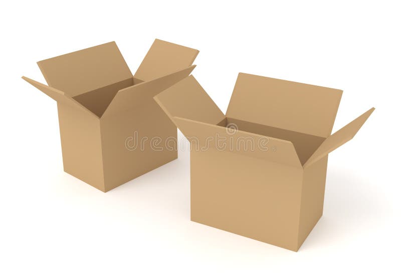 Open Empty Cardboard Paper Box for Goods 3d Rendering Illustration ...