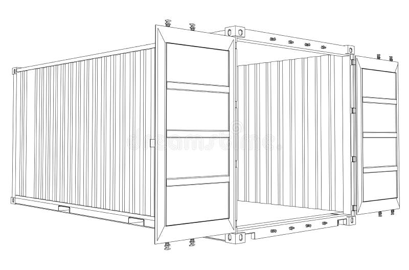 Open Empty Cargo Container. Wire-frame Style Stock Vector ... Open Empty Cargo Container. Wire-frame Style Stock Vector ...