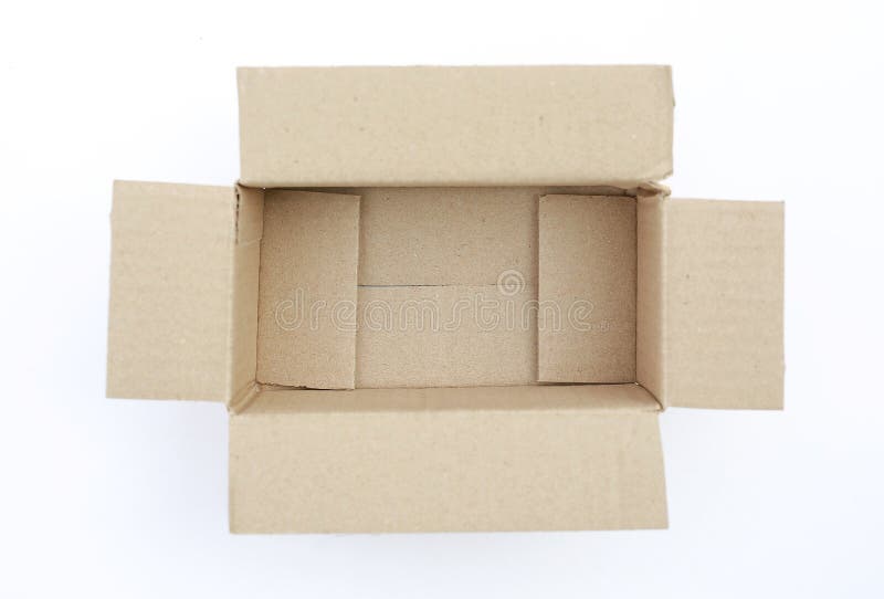 Open Empty Carton Corrugated Cardboard Box Isolated on White Stock ...