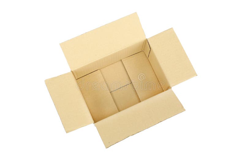 Open Empty Carton Corrugated Cardboard Box Isolated on White Stock ...