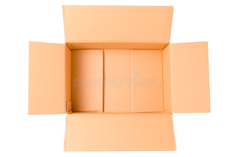Open Empty Carton Corrugated Cardboard Box Isolated on White Stock ...