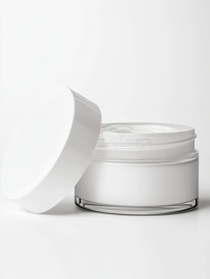 Open Empty Cosmetic Cream Jar on White Background for Mockup Stock ...