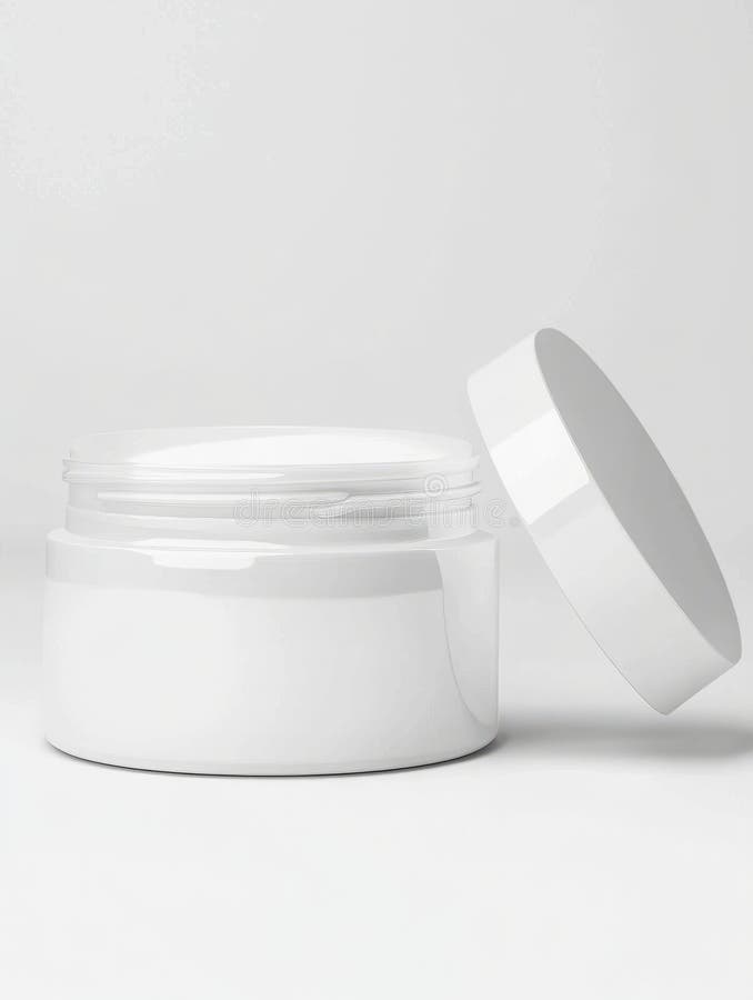Open Empty Cosmetic Cream Jar on White Background for Mockup Stock ...