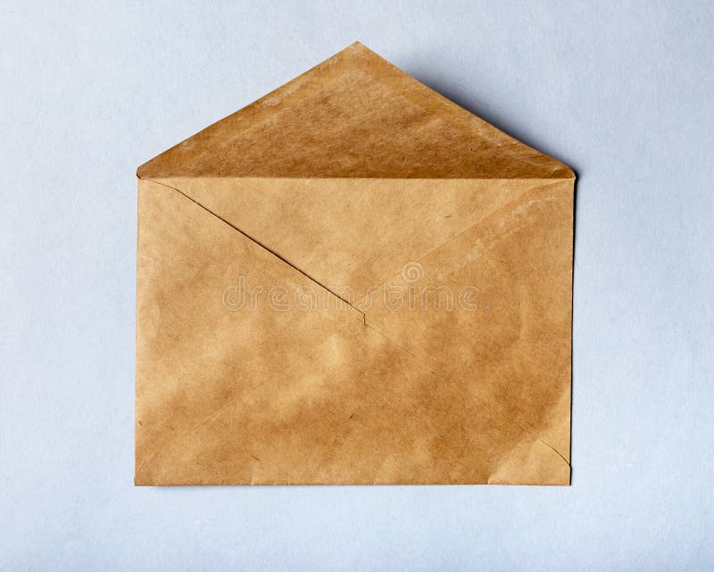 Open Empty Craft Brown Envelope. Paper Mail Concept Stock Photo - Image ...