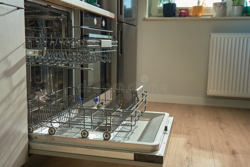 Empty Dishwasher Interior stock photo. Image of modern - 4121066