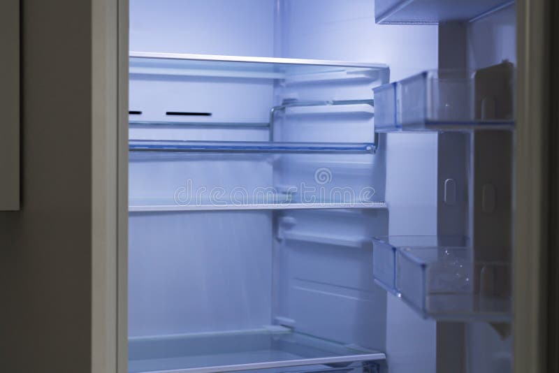 Open Empty Fridge Clean Defrosting Refrigerator Stock Photo - Image of ...