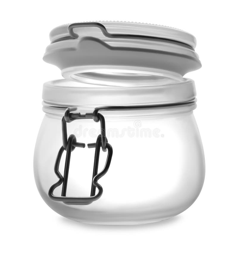 Open Empty Glass Jar Isolated Stock Photo - Image of seal, fragility ...