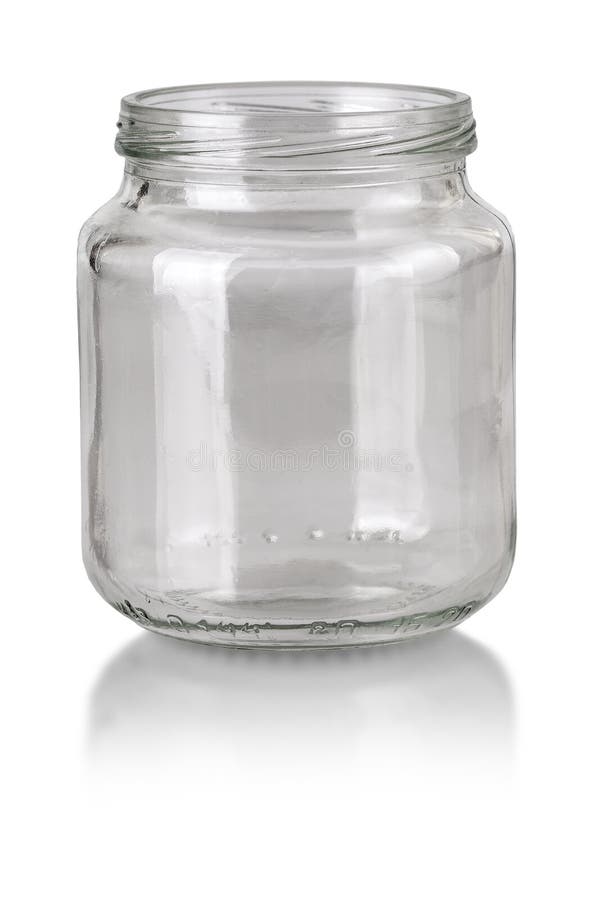 Open Empty Glass Jar Isolated on White with Clipping Path Stock Image ...
