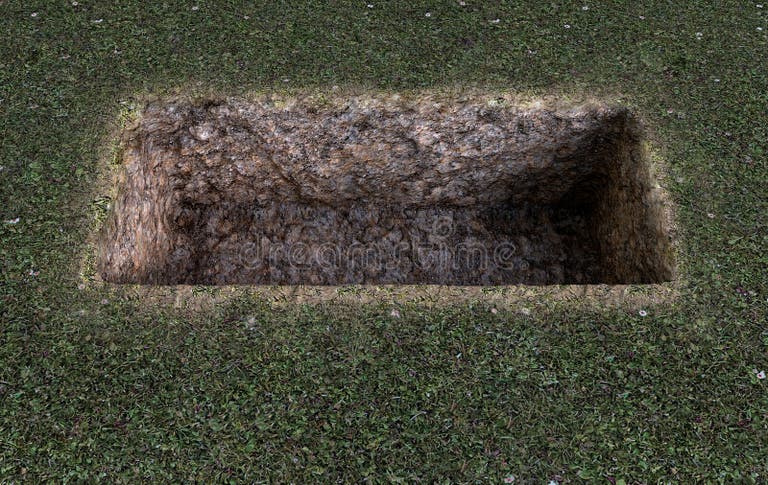 Open Empty Grave Hole stock illustration. Illustration of cavity ...