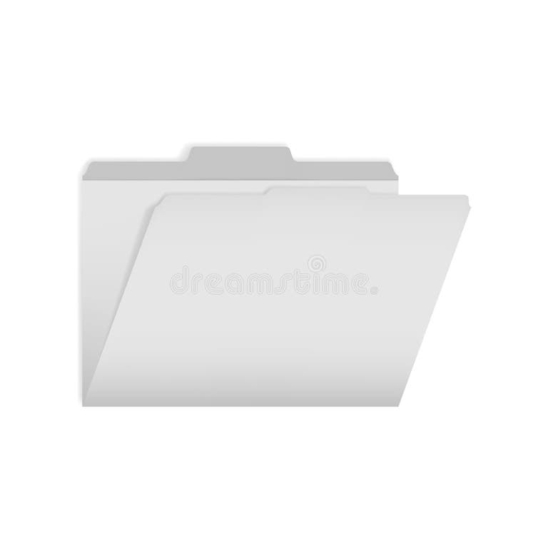 Open Empty Gray Tabbed File Folder Realistic Vector Mock-up Stock ...