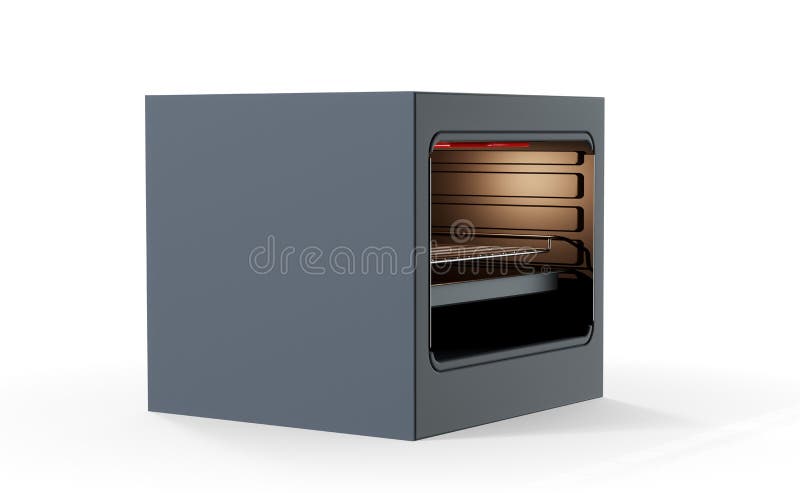 An Open Empty Household Kitchen Oven with a Brushed Metal Finish and ...