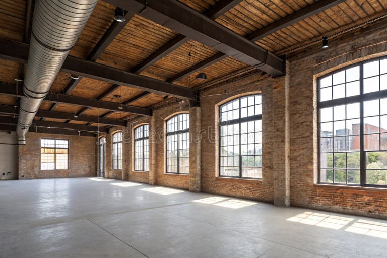 Empty loft space stock illustration. Illustration of interior - 375119451