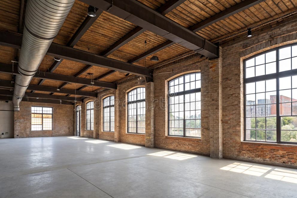 Empty loft space stock illustration. Illustration of interior - 375119451