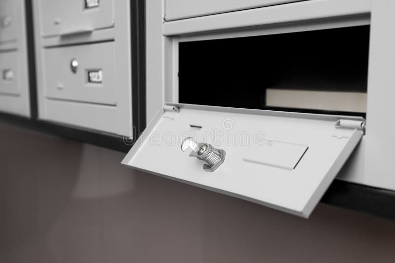 Open Empty Metal Mailbox with Keyhole Indoors Stock Image - Image of ...