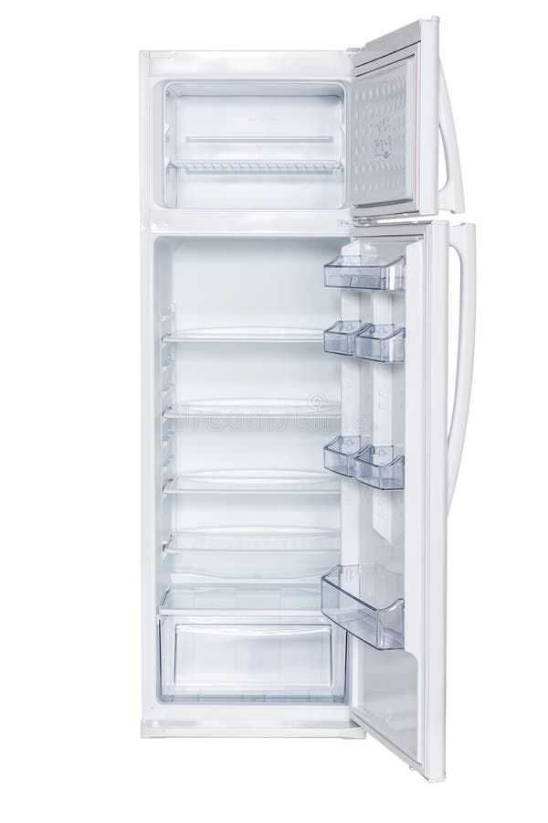 Open an Empty Mini Fridge Refrigerator Isolated on White Background ...