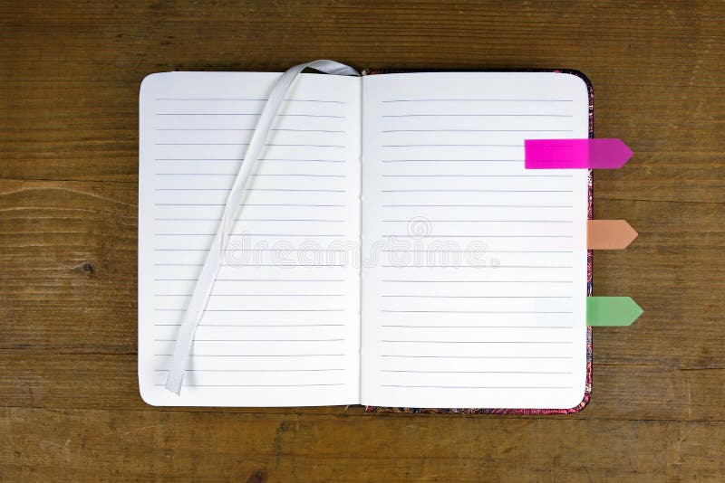 Open Empty Notebook with Colorful Tabs Stock Image - Image of notebook ...